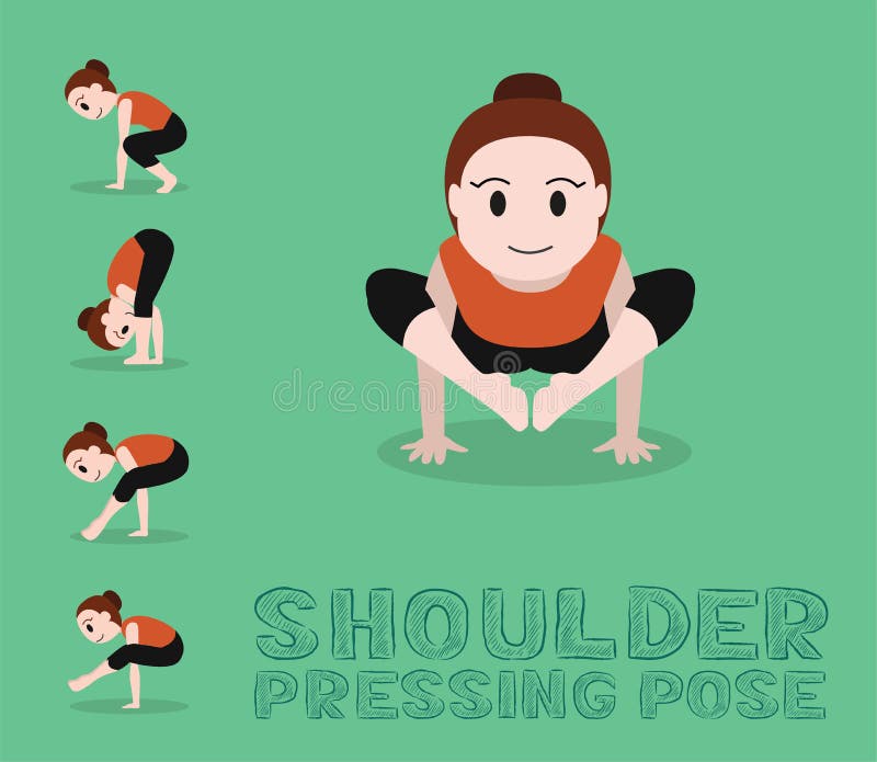 Yoga Tutorial Shoulder Pressing Pose Cute Cartoon Vector Illustration ...