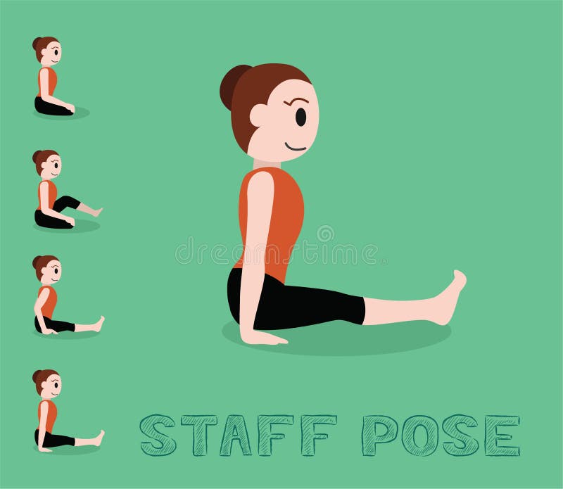 Yoga Tutorial Staff Pose Cartoon Vector Illustration Stock Vector ...
