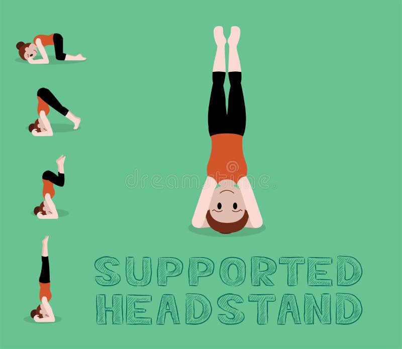 Yoga Tutorial Supported Headstand Cute Cartoon Vector Illustration ...