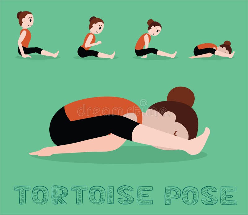 Yoga Tutorial Tortoise Pose Cartoon Vector Illustration Stock ...