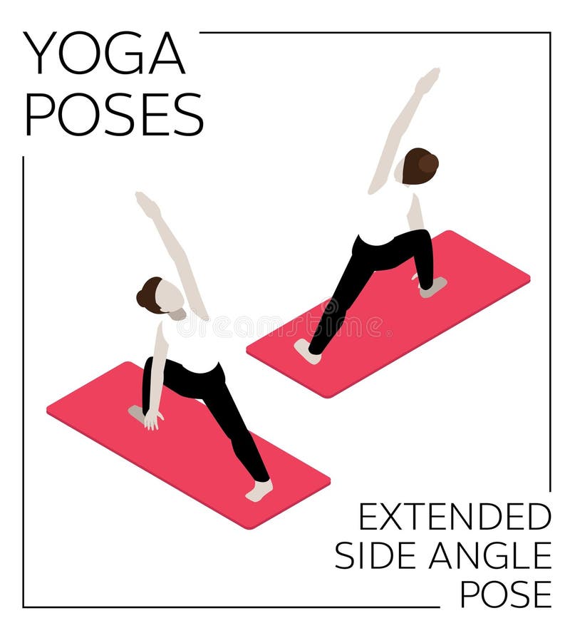 Yoga Extended Side Angle Pose Isometric Vector Set Stock Vector ...