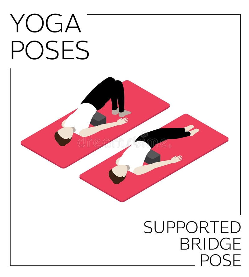 Yoga Supported Bridge Pose Isometric Vector Set Stock Vector ...