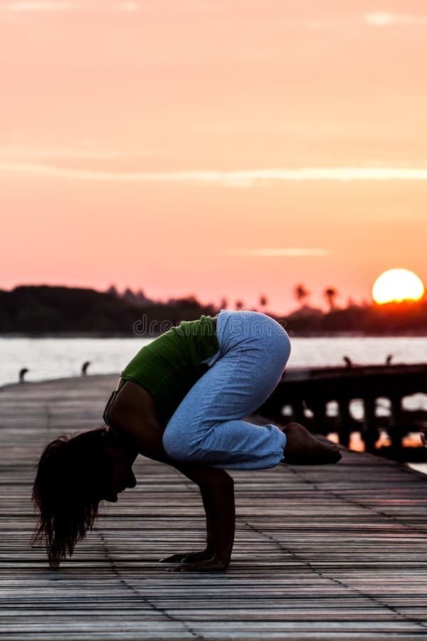 Yoga Practice during Sunset Stock Photo - Image of nature, paradise ...