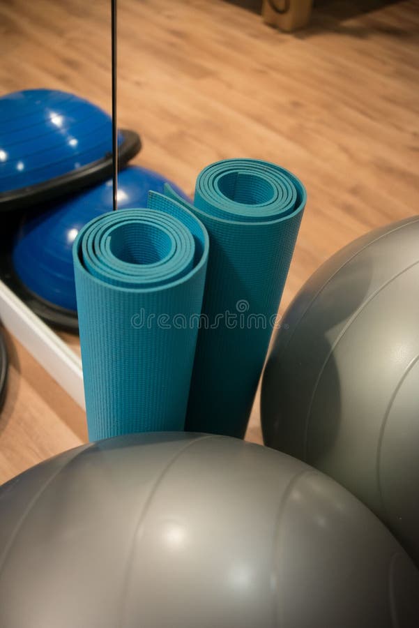 Yoga Props and Materials in a Gym Stock Image - Image of weight ...