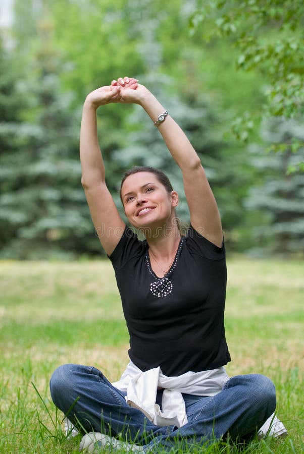Yoga recreational exercise stock image. Image of action - 2611863
