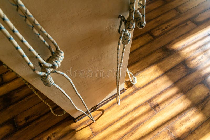 Yoga Ropes Hanging on Studio Wall. Iyengar Yoga Props Stock Image ...