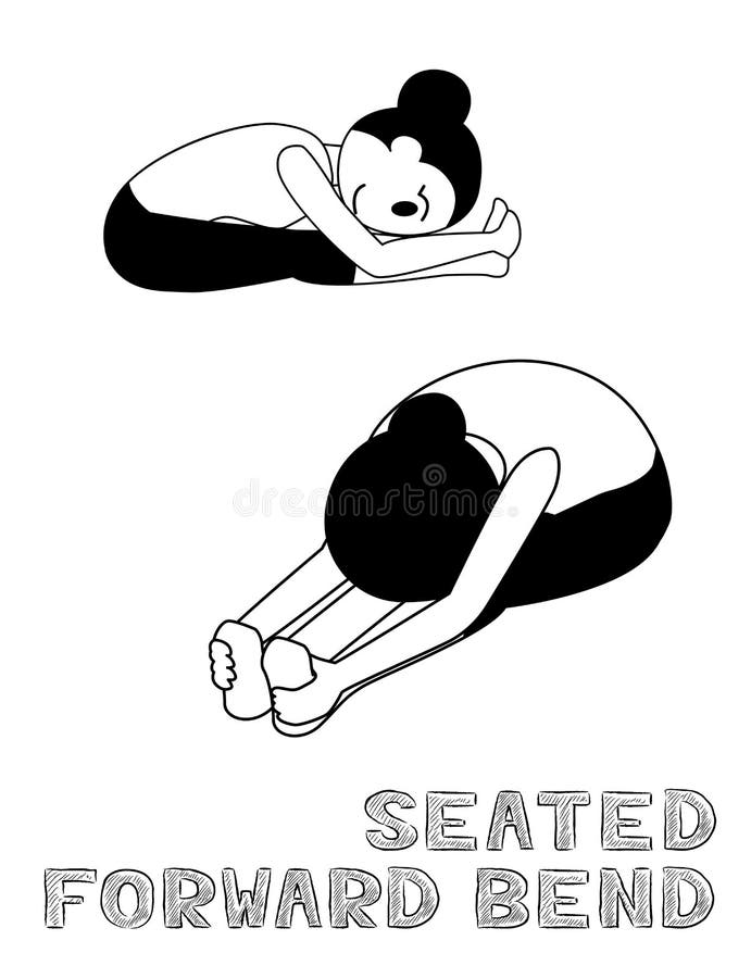 Yoga - Seated Forward Bend stock illustration. Illustration of pose ...