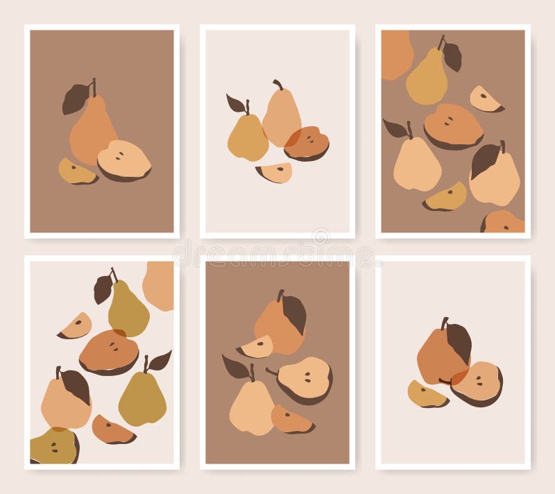 Posters with the Contour Outlined Collection of Raw Pears Stock ...