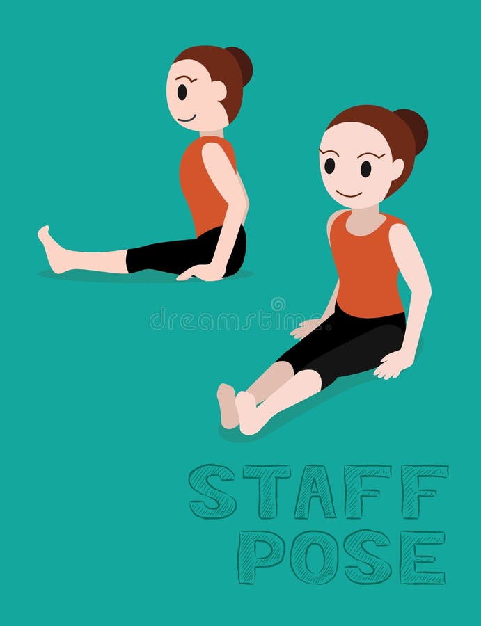 Yoga Staff Pose Cartoon Vector Illustration Stock Vector - Illustration ...