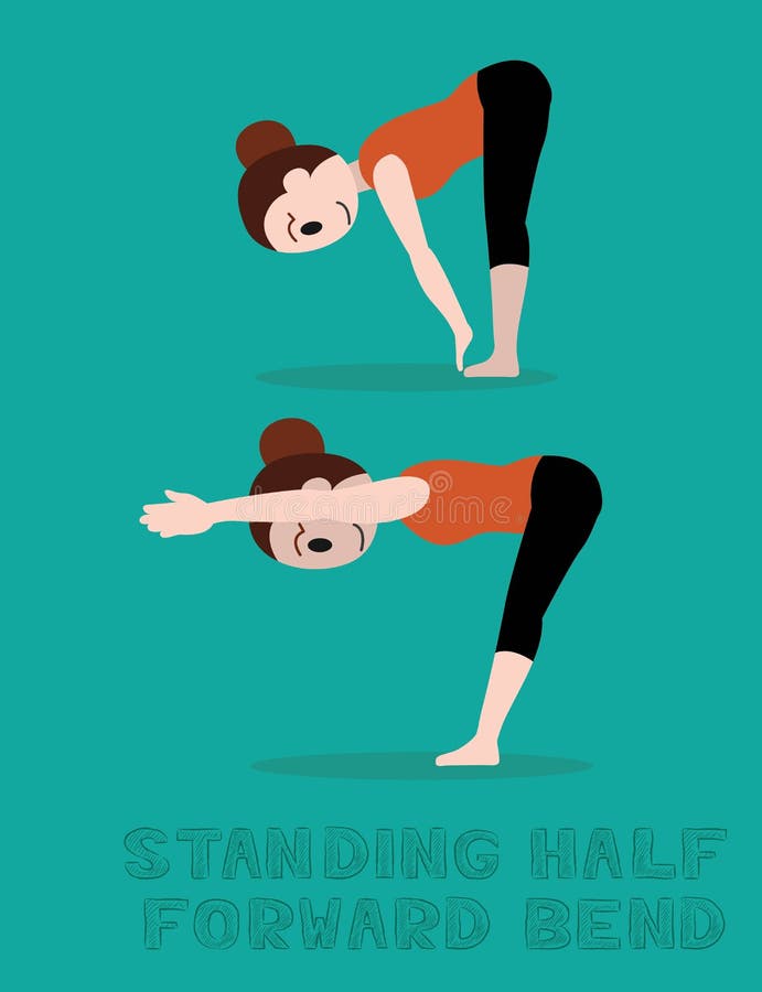Yoga Standing Half Forward Bend Cartoon Vector Illustration Stock ...