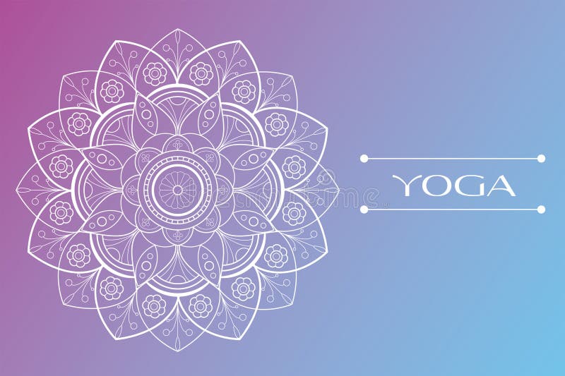 Yoga Studio Banner with Mandala on Purple Background Stock Illustration ...