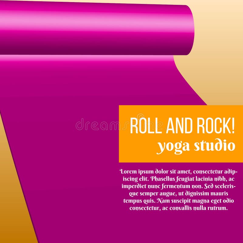 Yoga Studio Poster or Banner with Half Open Yoga Mat Vector Stock ...
