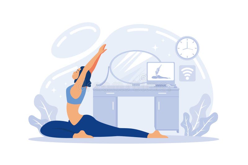 Yoga Studios Streaming Online Classes. Girl Watching Online Sport ...