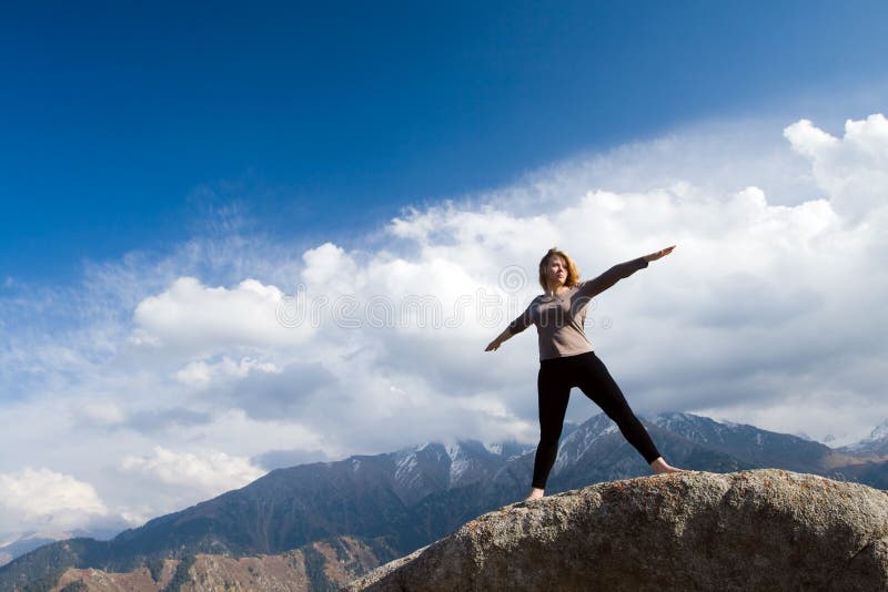 Yoga at summit stock image. Image of female, meditating - 26539977