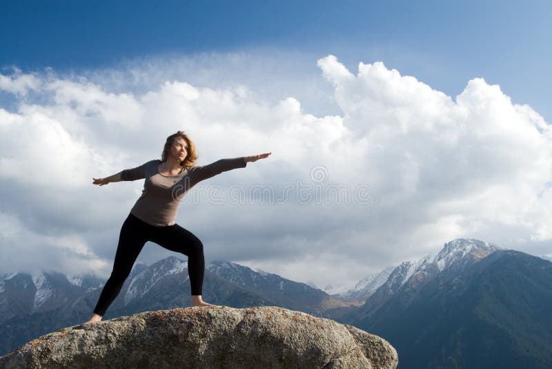 Yoga at summit stock image. Image of female, meditating - 26539977