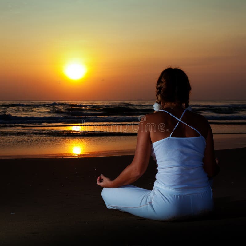 Yoga at sunrise time stock image. Image of outdoors, girl - 9297111