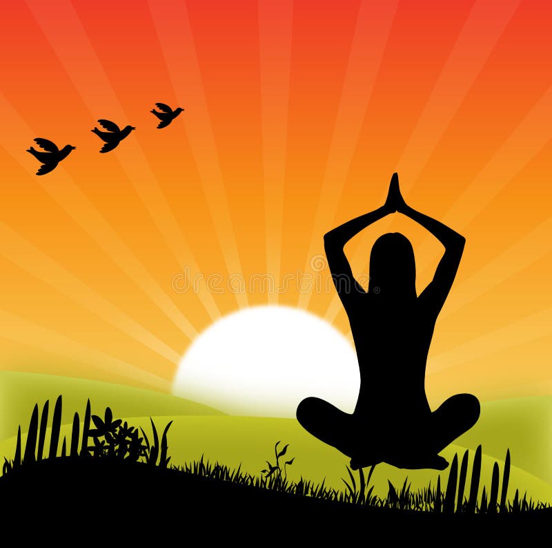Yoga at sunset stock vector. Illustration of vector, yoga - 6664944