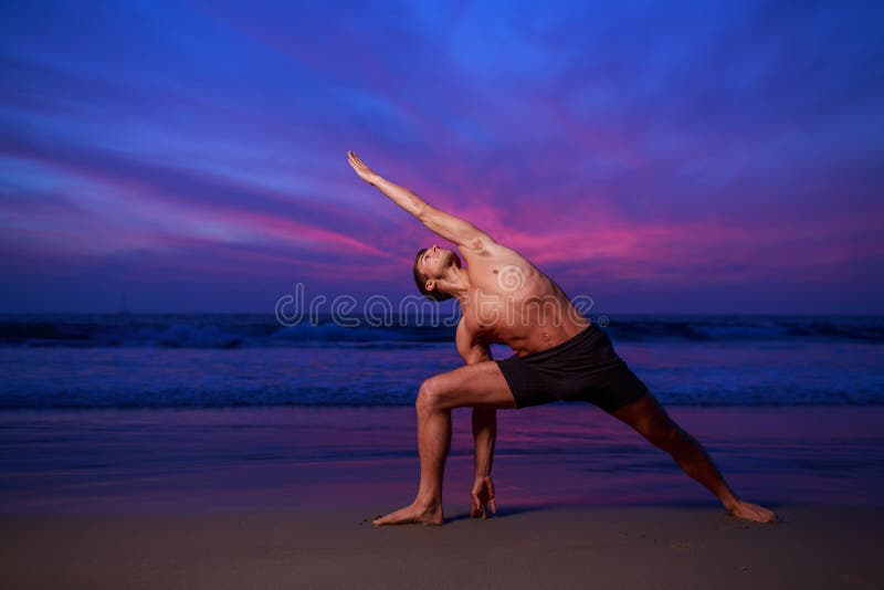 Yoga tree pose stock image. Image of standing, sunset - 35770925
