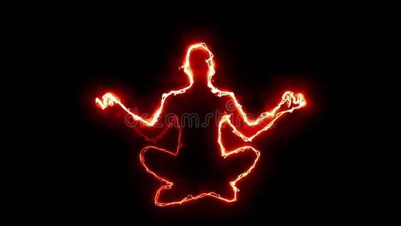 Yoga Symbol with Lightning Energy Sparks Path Effect on Green Screen ...