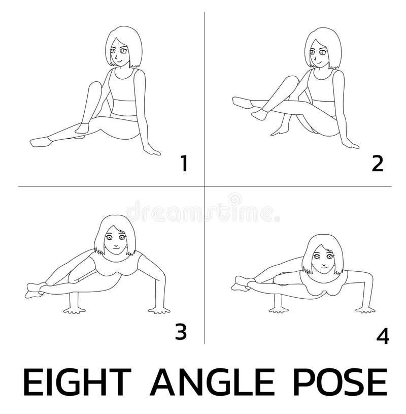 Eight Angle Pose Yoga Manga Tutorial How Cartoon Vector Illustration ...