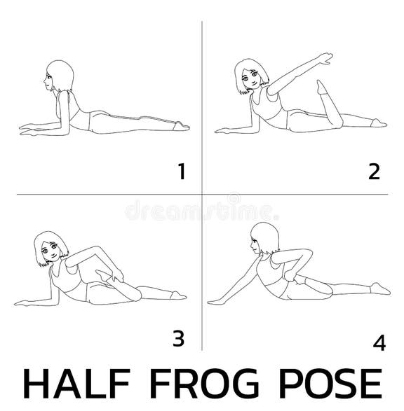 Half Frog Pose Yoga Manga Tutorial How Cartoon Vector Illustration ...