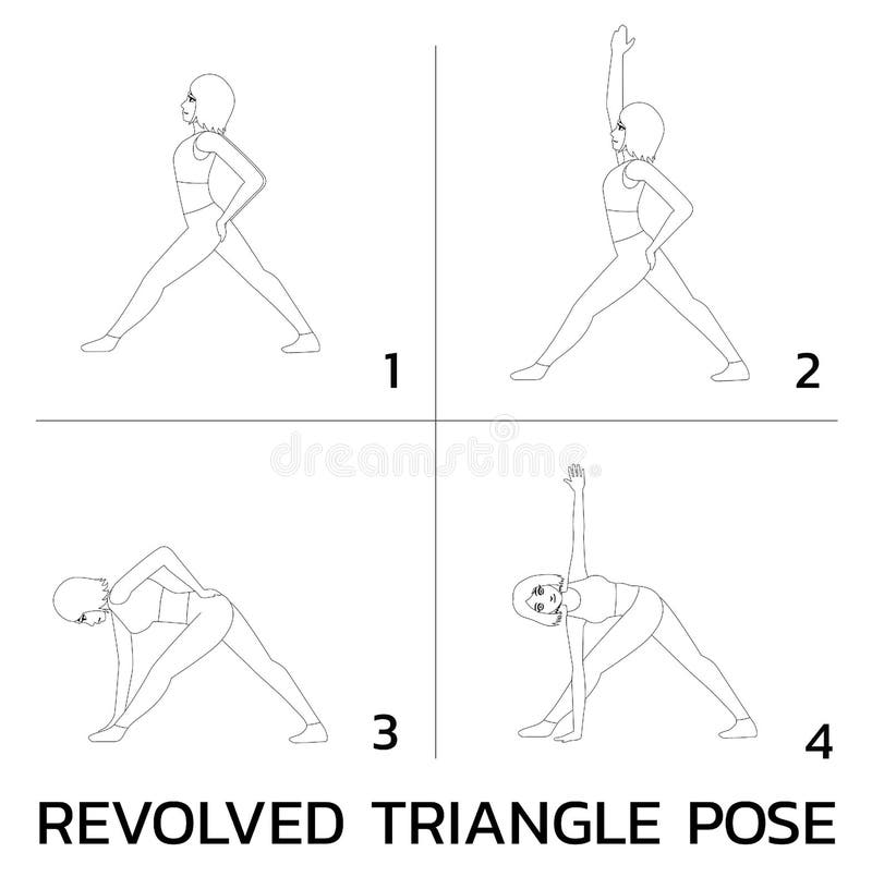 Revolved Triangle Pose Yoga Manga Tutorial How Cartoon Vector ...