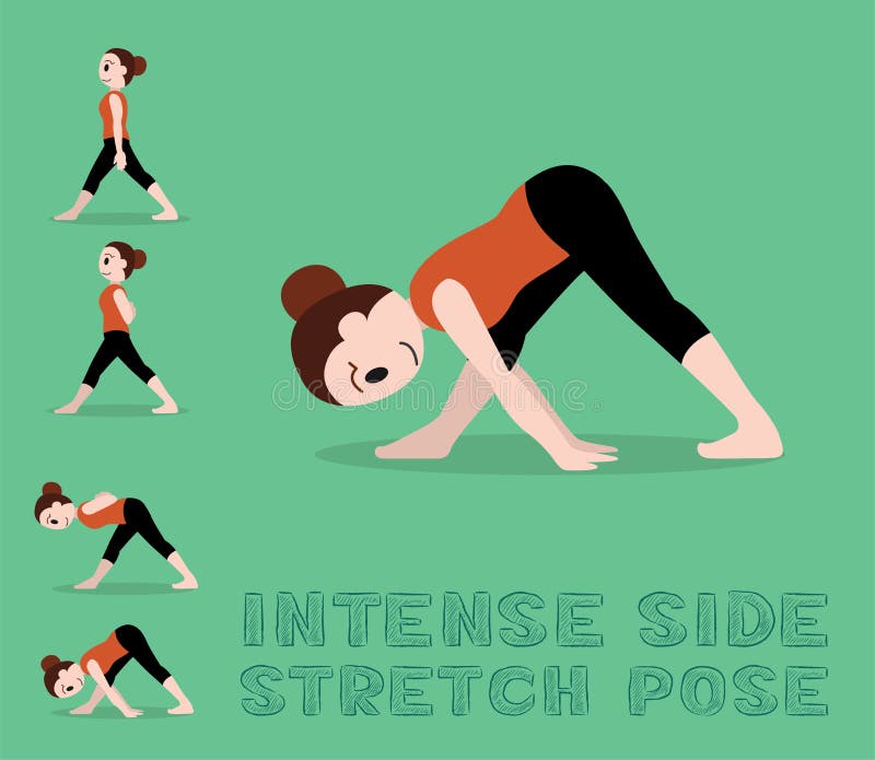 Yoga Tutorial Intense Side Stretch Pose Cartoon Vector Illustration ...