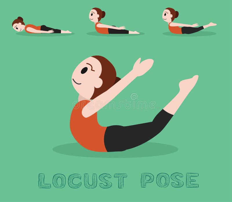Yoga Tutorial Locust Pose Cute Cartoon Vector Illustration Stock Vector ...