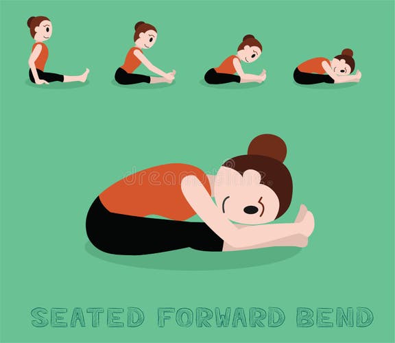 Yoga Tutorial Seated Forward Bend Cartoon Vector Illustration Stock ...