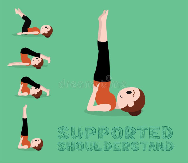 Yoga Tutorial Supported Shoulderstand Cute Cartoon Vector Illustration ...