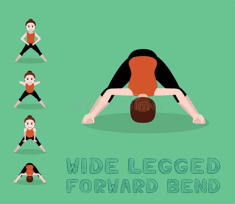 Yoga Tutorial Wide Legged Forward Bend Cartoon Vector Illustration ...