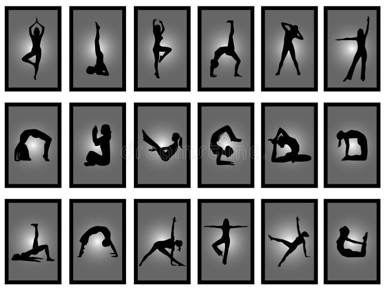 Yoga Poses Symbols Set in Simple Lines Part1 Stock Vector ...