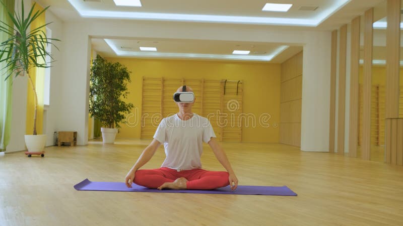 Yoga with Virtual Reality Glasses Stock Image - Image of headset ...