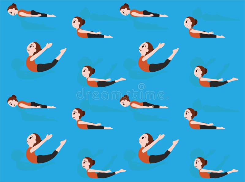 Yoga Locust Pose Cartoon Vector Illustration Monochrome Stock Vector ...