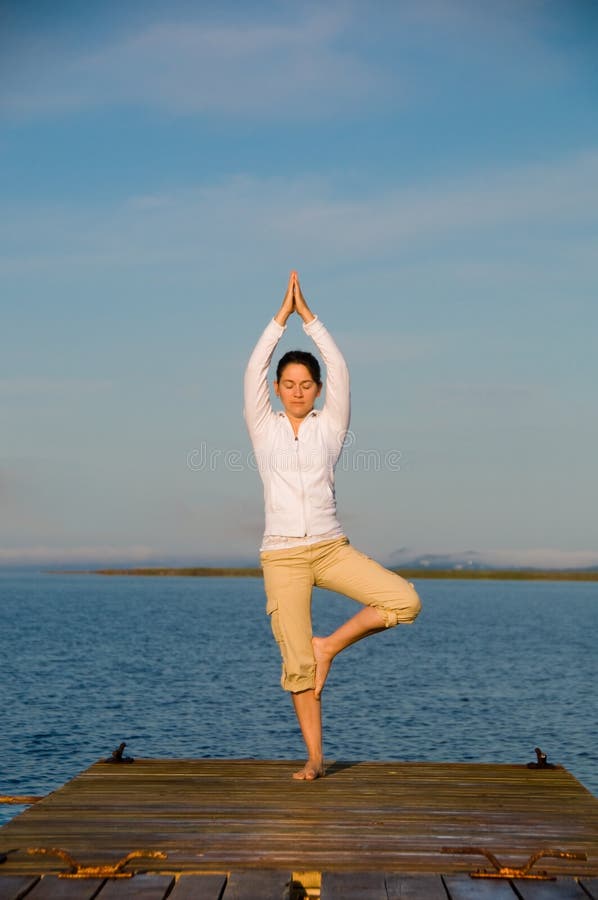 Yoga Woman stock photo. Image of exercise, ocean, lake - 7792846