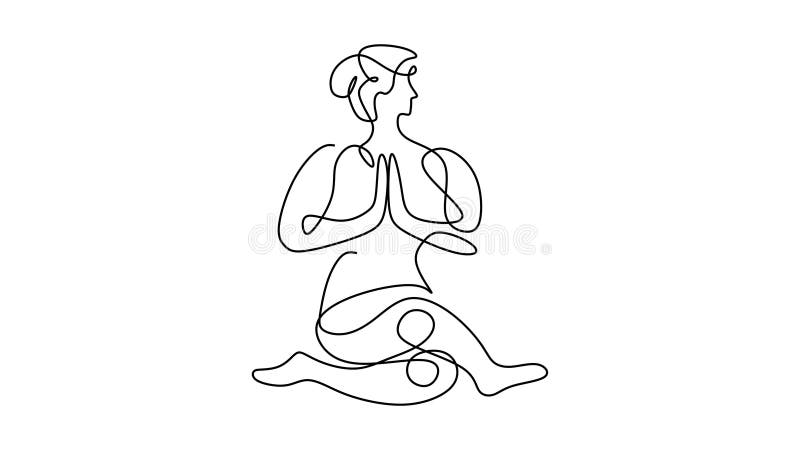 Yoga Woman Continuous Line Drawing Minimal Sketch Hand Drawn Of Girl