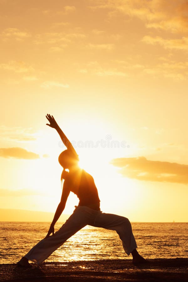 Outdoor Woman Yoga Silhouette Stock Image - Image of pilates, female ...