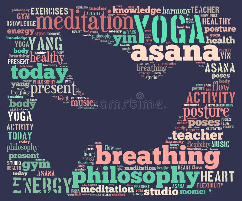 Yoga word cloud stock illustration. Illustration of concentration ...