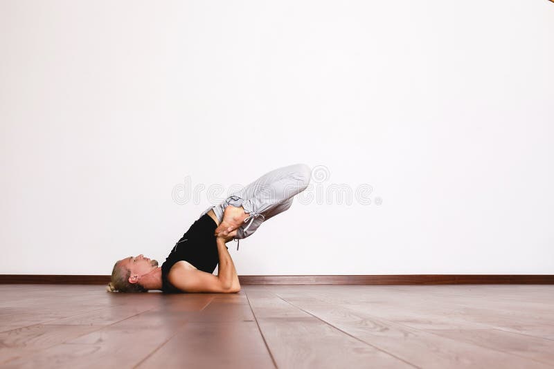 Yoga, Yoga Poses, Yogi in the Hall in a Pose Stock Photo - Image of ...