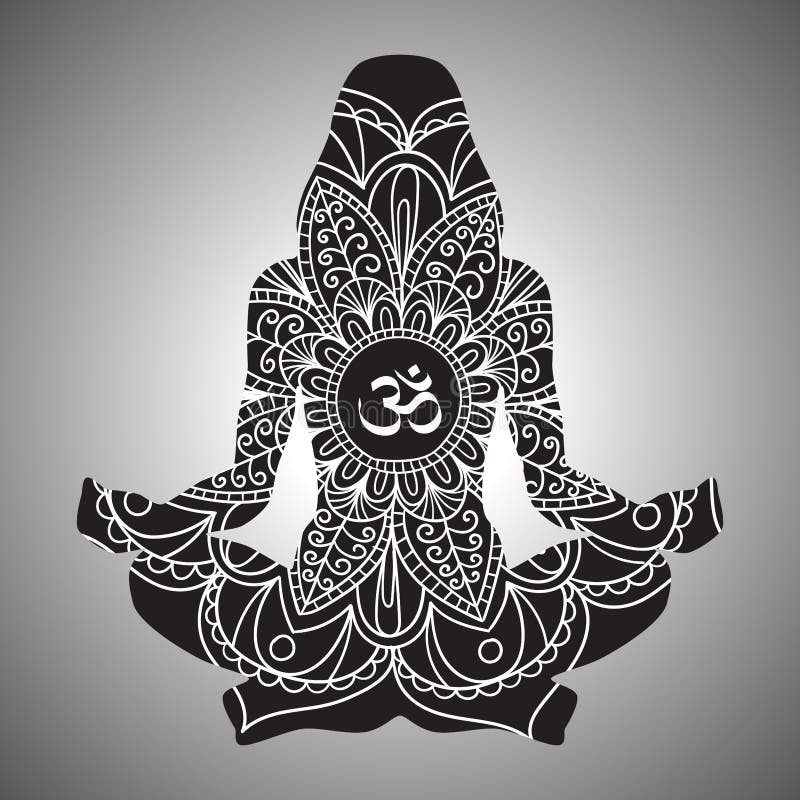 Yoga zentangle vector illustratie. Illustration of embleem - 260019526