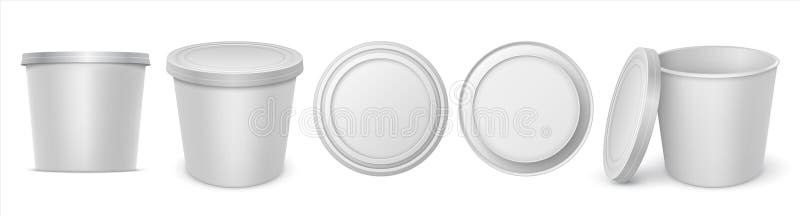 Yoghurt Container. Realistic Circular White Blank Margarine Spread ...