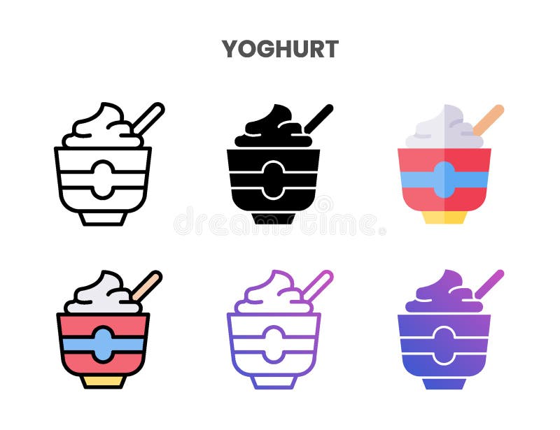 Yoghurt Icons Set with Different Styles. Stock Vector - Illustration of ...
