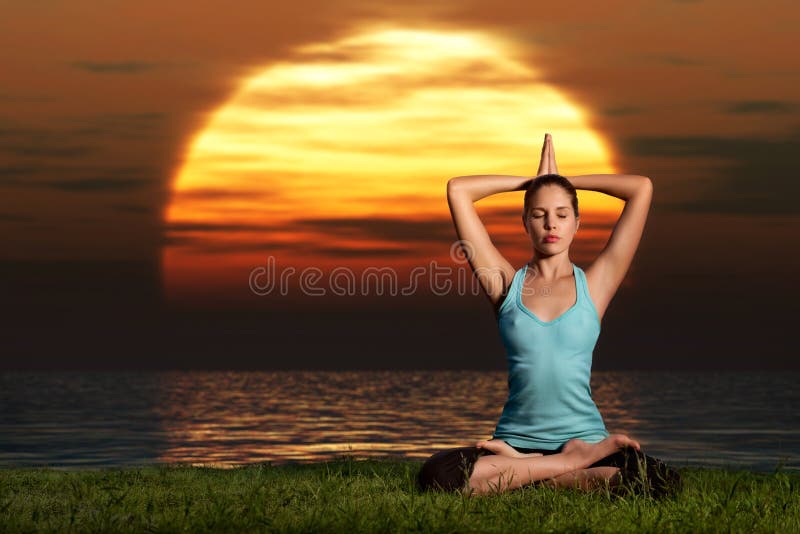 Yogi sunrise. stock image. Image of dawn, buddhism, body - 17287549