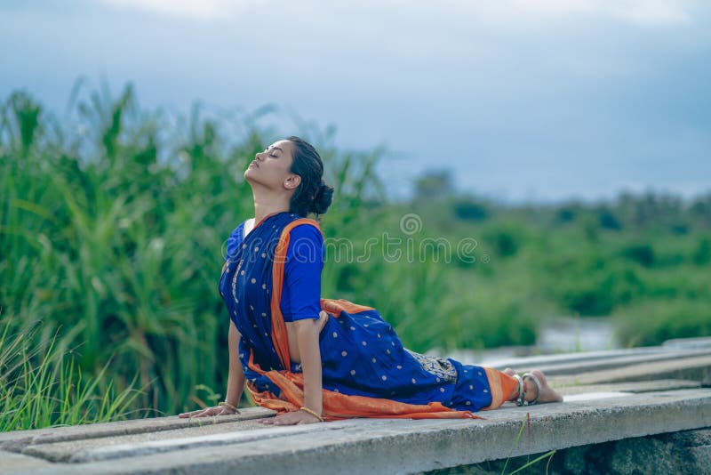 Yogini Doing Asana in an Ancient Temple Stock Image - Image of natural ...