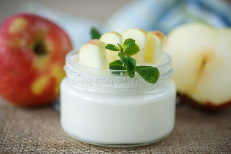 Yogurt apple stock photo. Image of fall, eating, juicy - 47472386