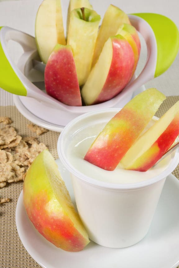 Yogurt with apples stock photo. Image of creamy, apples - 55257172