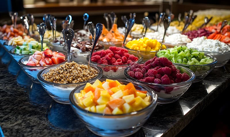 Yogurt Parfait Bar stock illustration. Illustration of protein - 369390806