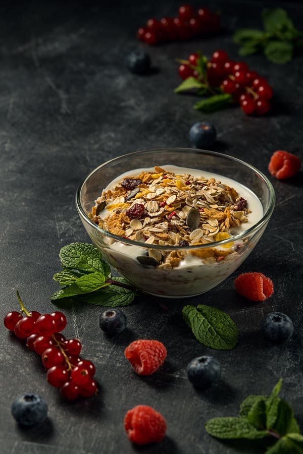 Yogurt with Berries and Granola Stock Photo - Image of berry ...