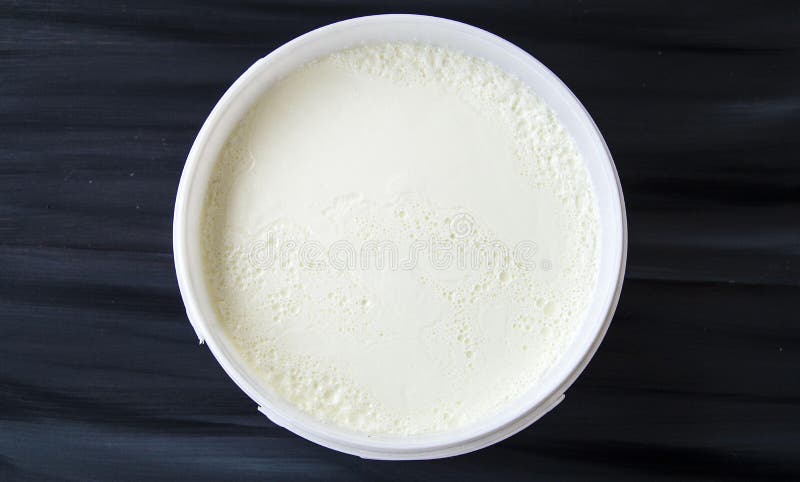 Yogurt in the Bucket, Yogurt Fermented, Yoghurt with Spoon To Take ...