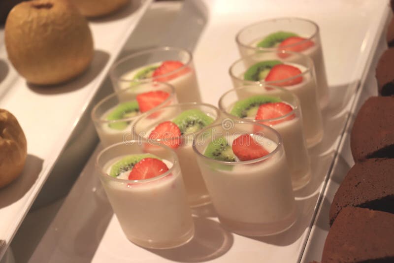 Yogurt at a buffet stock photo. Image of food, kiwi - 167930188